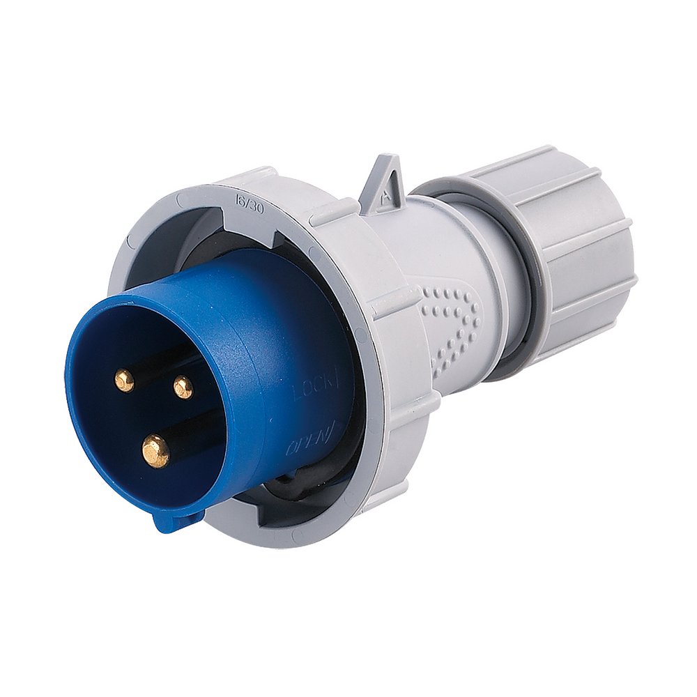 IP67 Industrial Plug, 32A, 2P+E, 240V, Blue