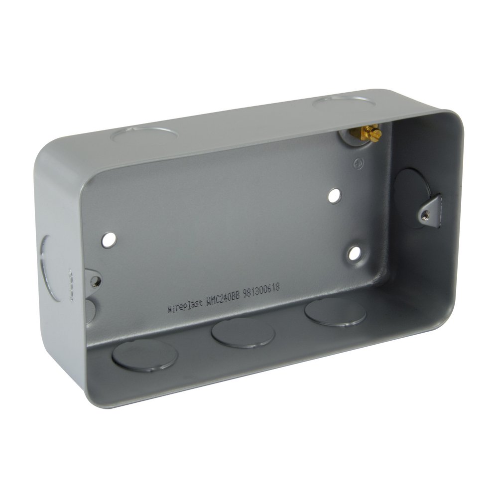 Metal Clad 2 Gang 40mm Back Box c/w Knockout