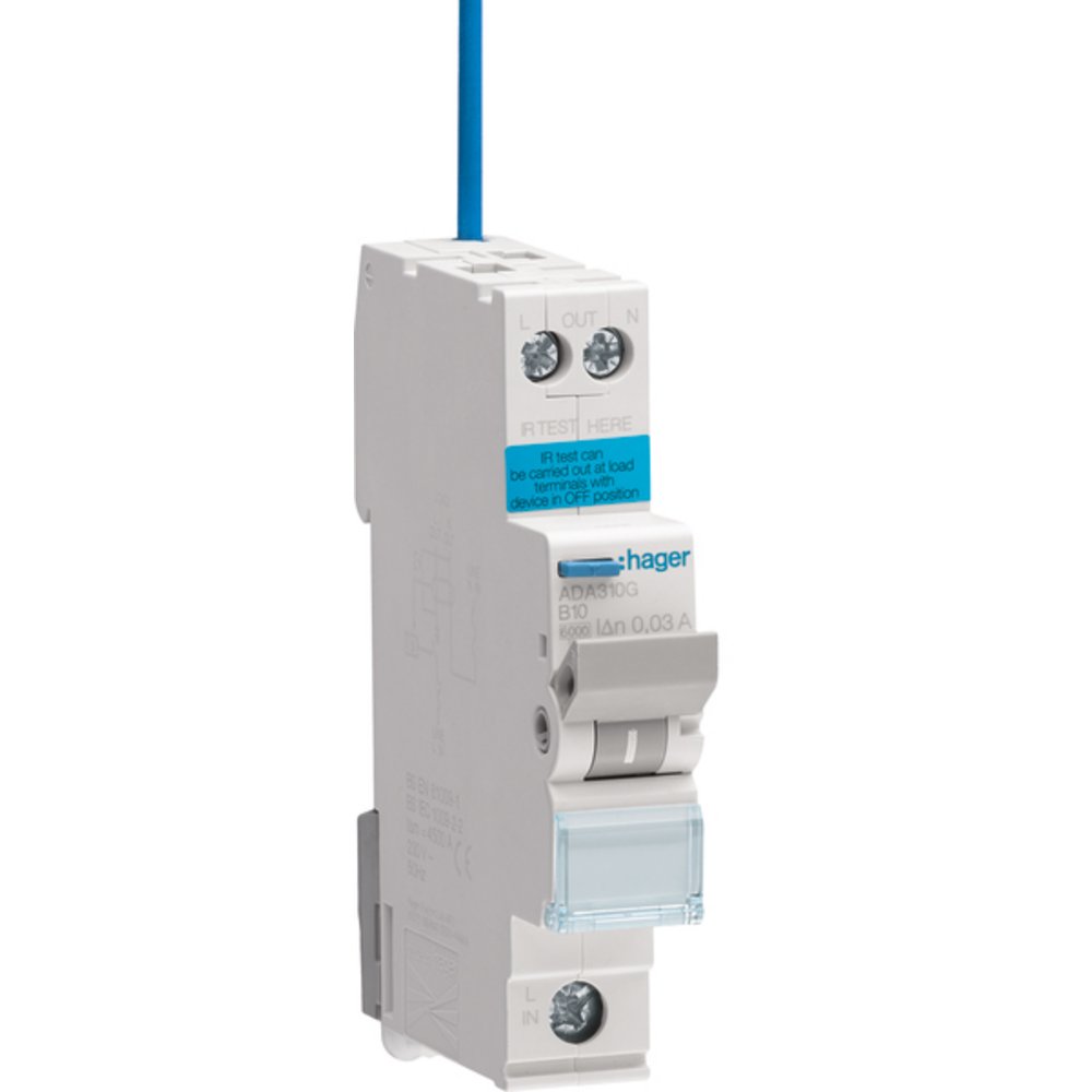 10A Single Pole 10kA 30mA Reduced Height RCBO - Type B