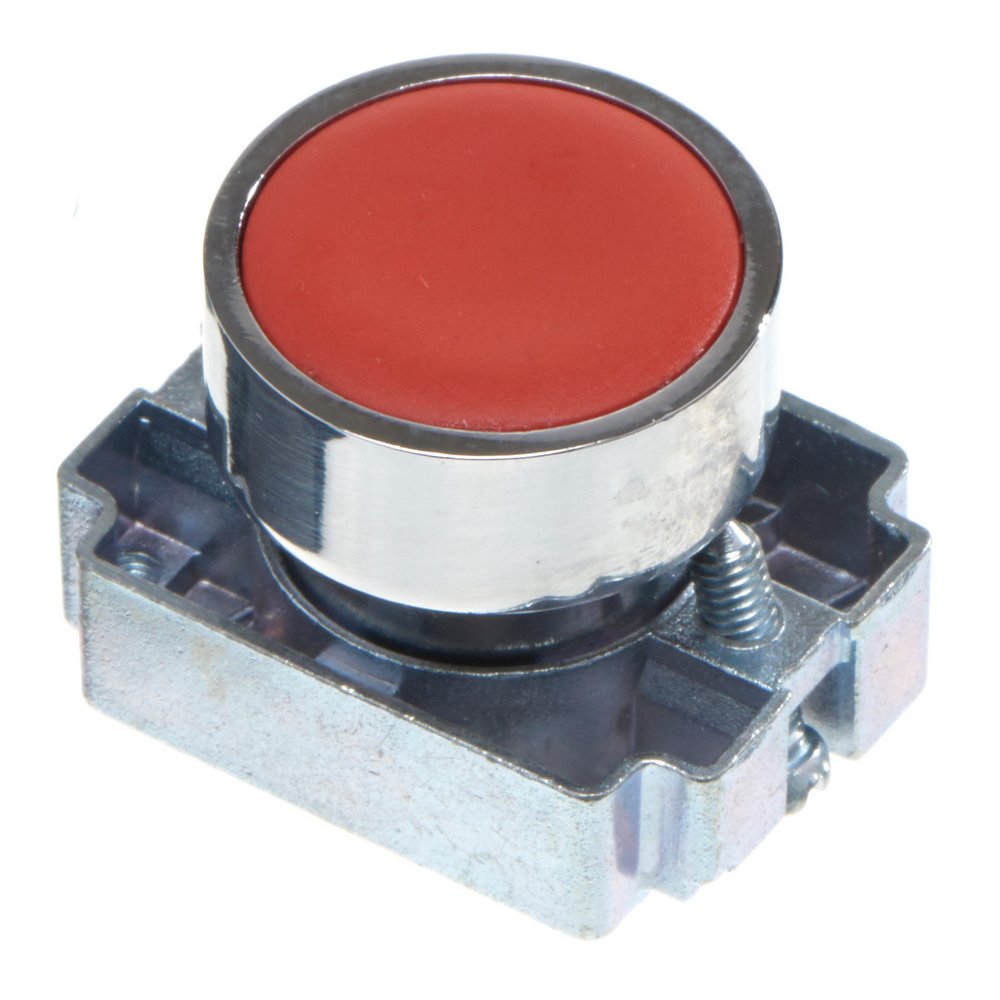 Metal 22.5mm Flush Push Button Head + Collar (IP65) - Red