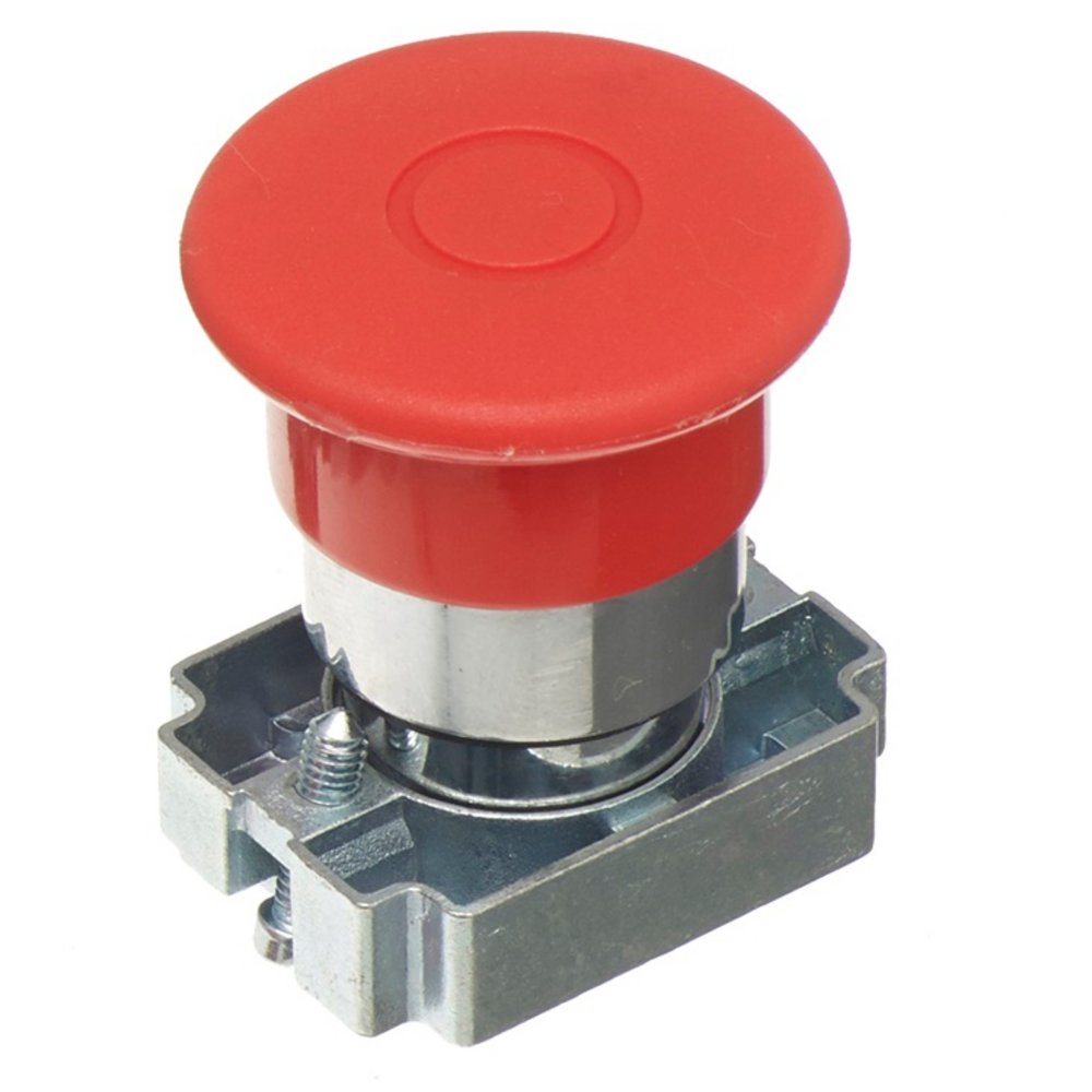Metal 22mm Emergency Stop Button with Collar, Push/Pull 'Latching', IP65