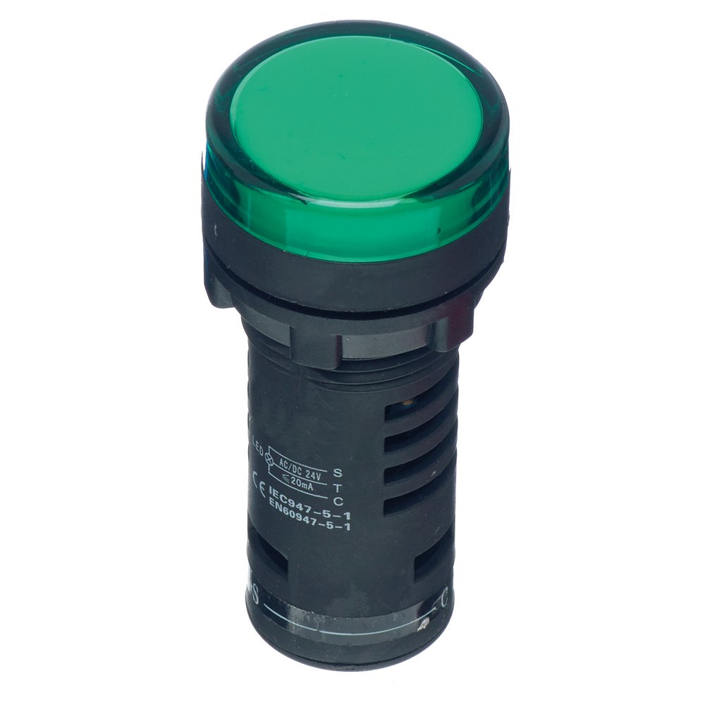 22mm LED With Lamp Test Facility (IP65) - Green 24V AC