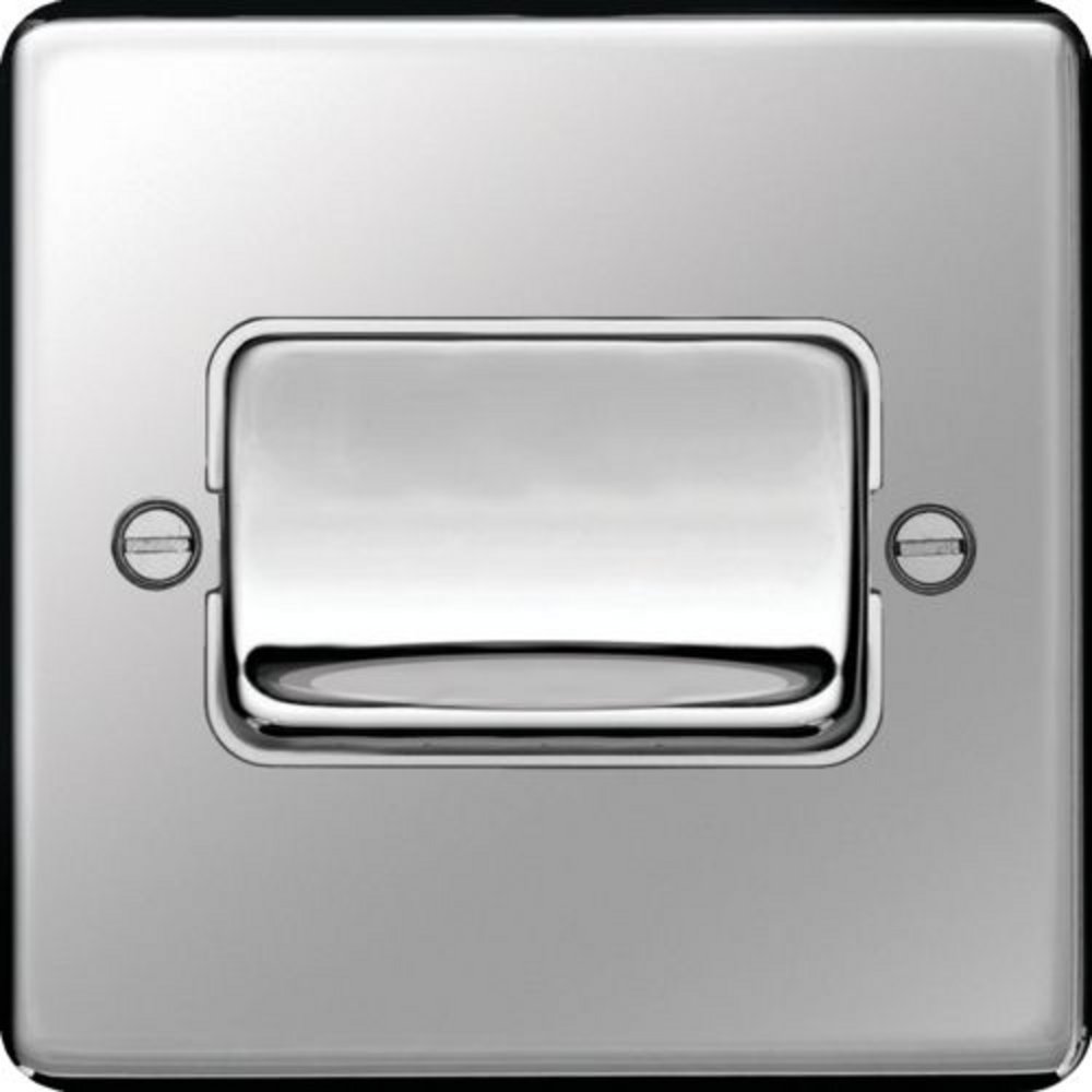 10AX 2 Way Wide Rocker Switch, 1 Gang, Polished Steel