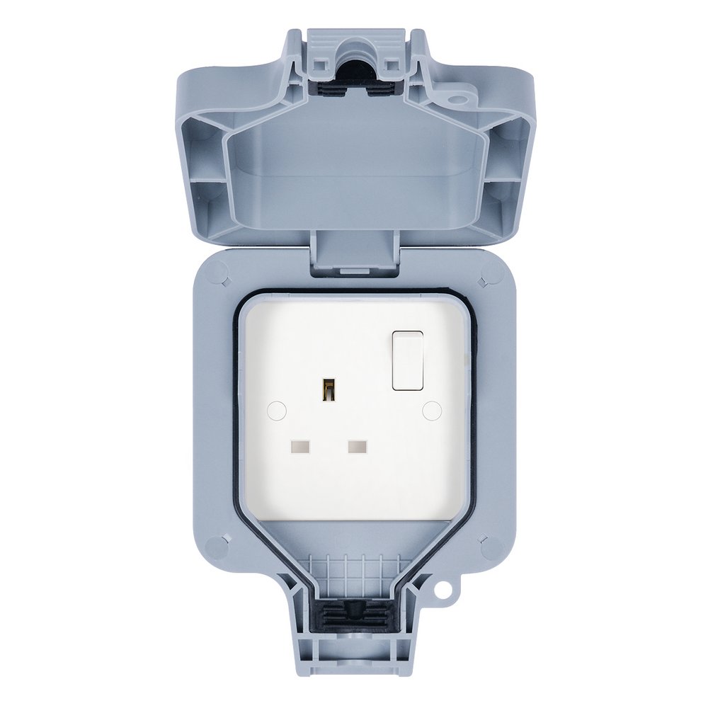 Socket 1 Gang DP Switched IP66 Grey