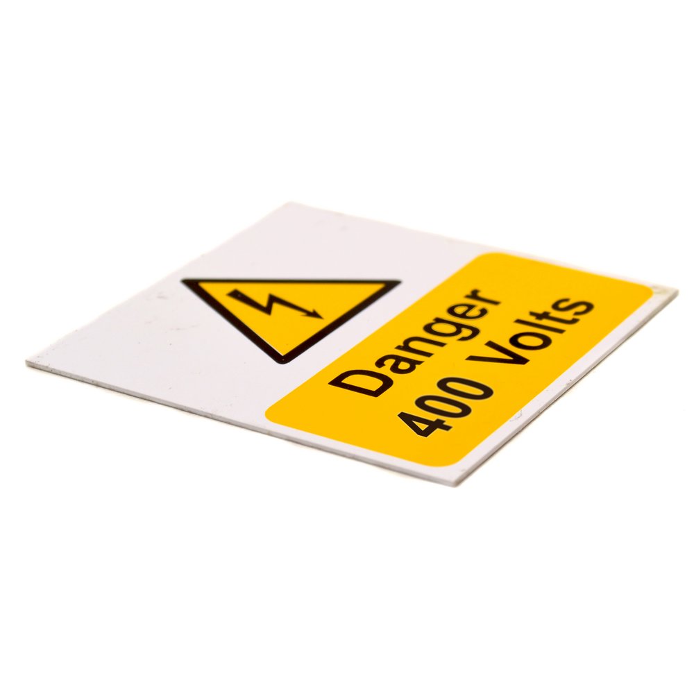 Danger 400 Volts Label - (Pack of 5 PVC) 75 x 25mm