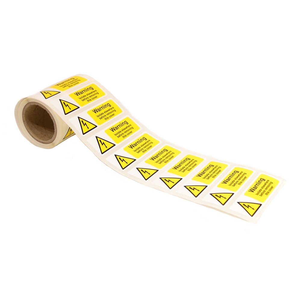 Warning Isolate Elsewhere Label - (250 Roll SAV) 75 x 25mm