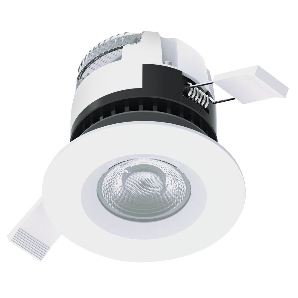FireRated Downlight LED 6W 550Lm Dimmable IP65 Warm White - Matt White Bezel