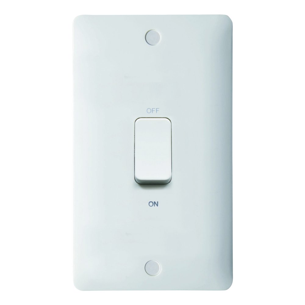 2 Gang 45A DP Switch White Rocker White