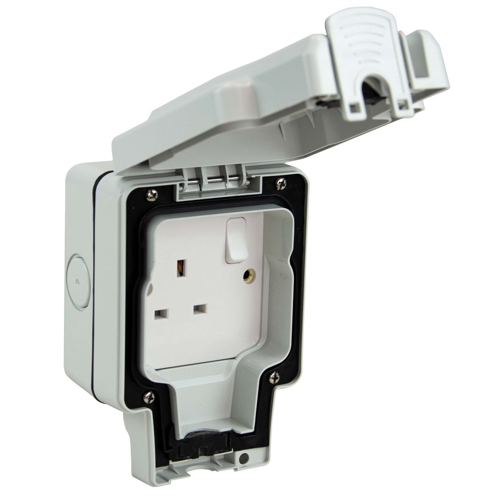 Monsoon 13A IP66 1 Gang Weatherproof Switched Socket - Grey