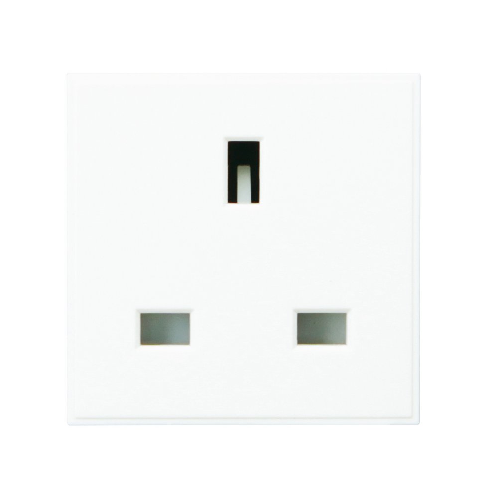 13A Socket Outlet Euro Module 50x50mm White