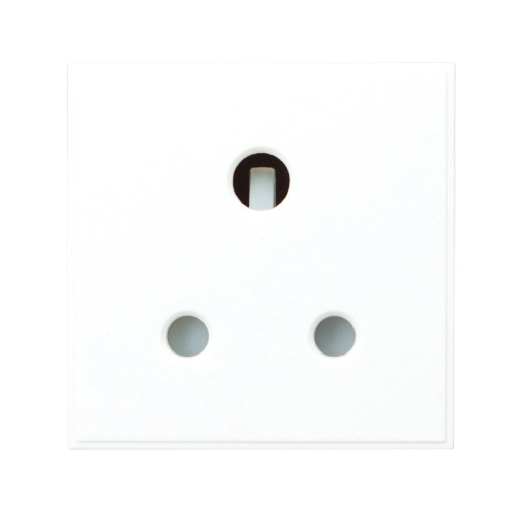 5A Round Pin Socket Outlet Euro Module 50x50mm White
