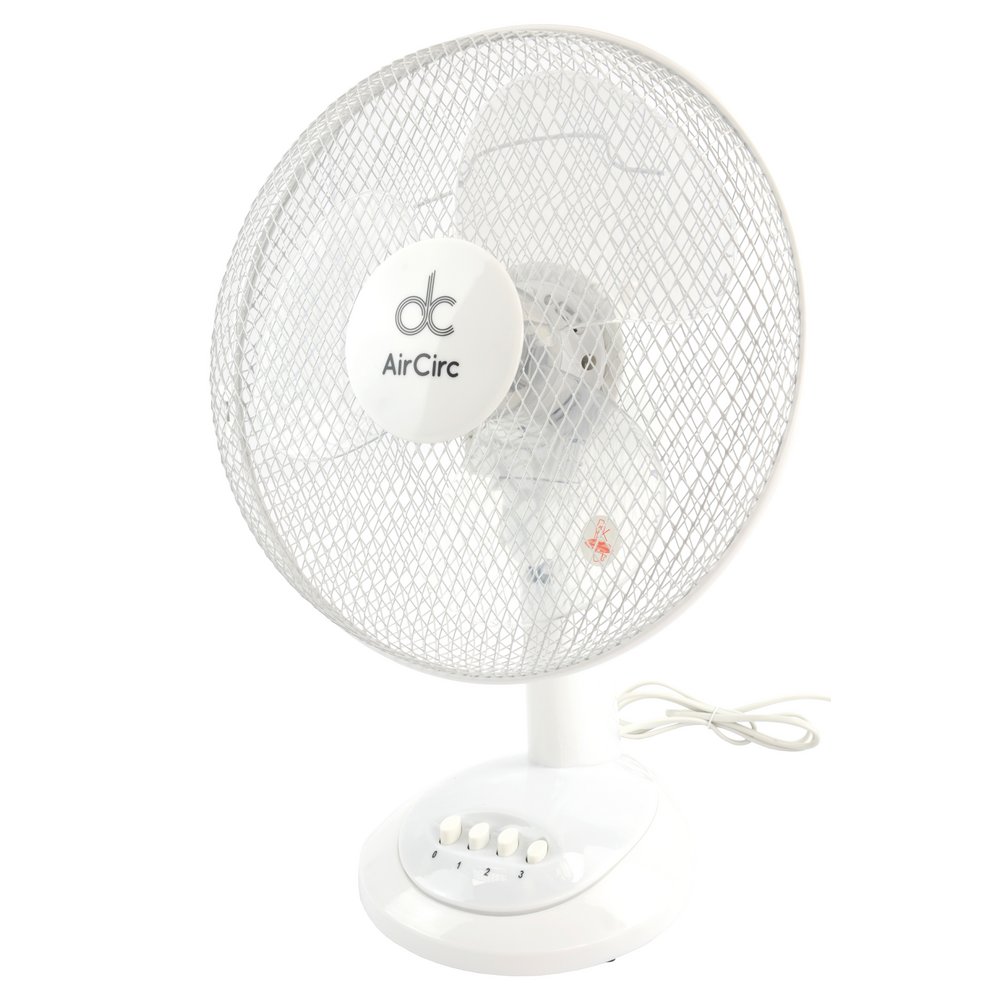 12" 3 Speed Oscillating Desk Fan - White