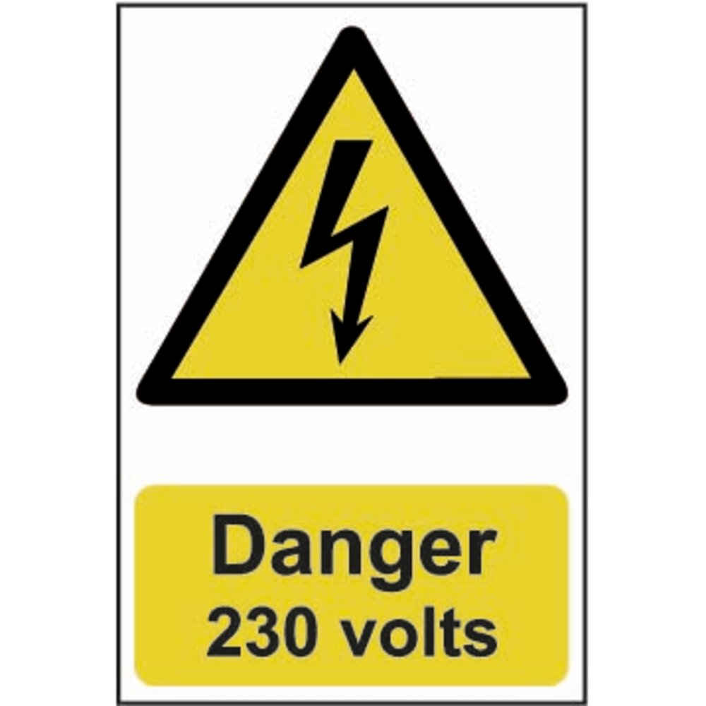 Danger 230 Volts Label, PVC, 200mm x 300mm