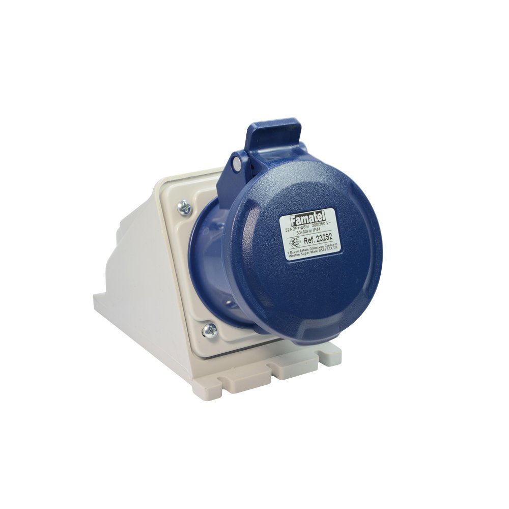 32A Industrial Surface Socket, 240V, 2P+E, IP44, Blue