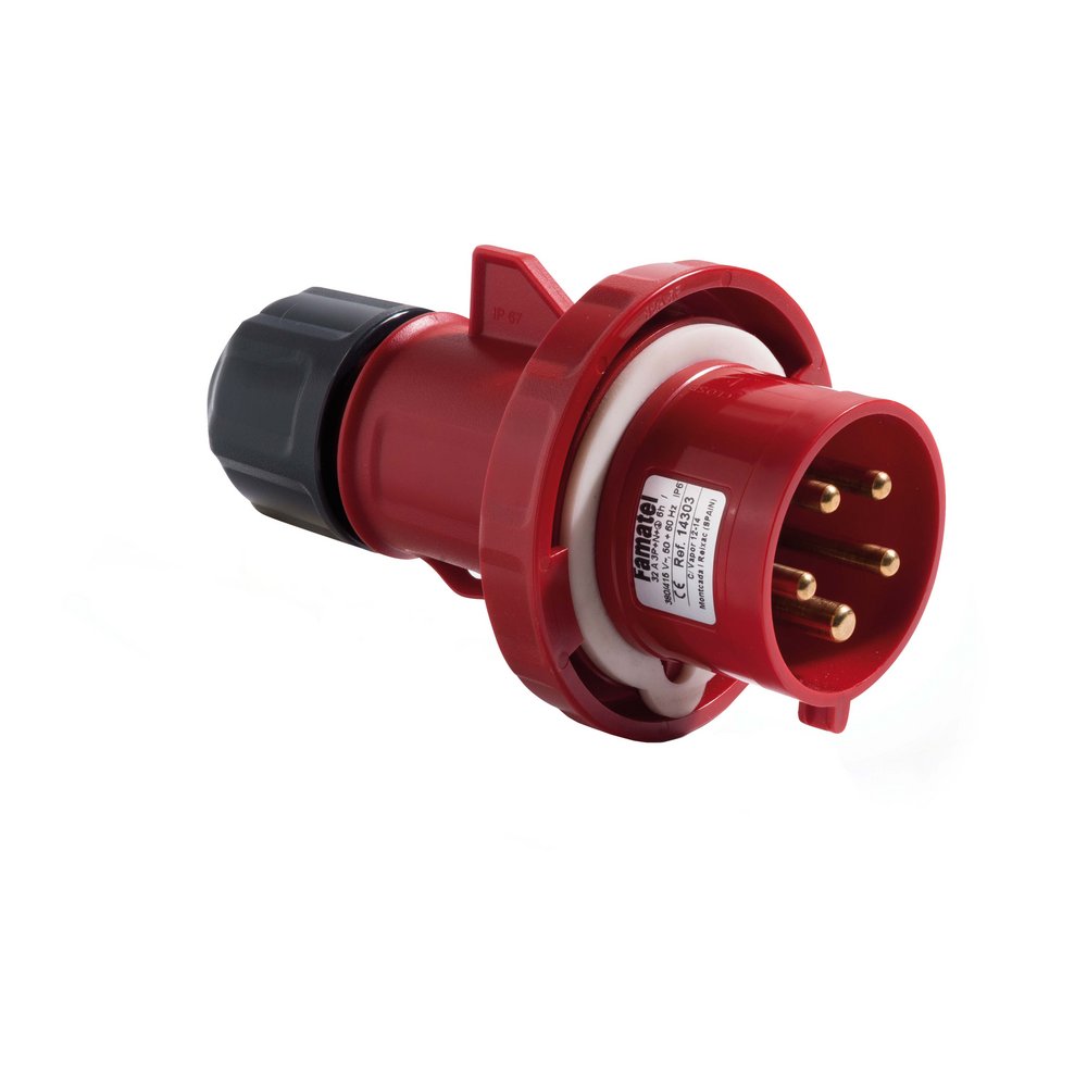 32A Industrial Plug, 415V, 3P+N+E, IP67, Red