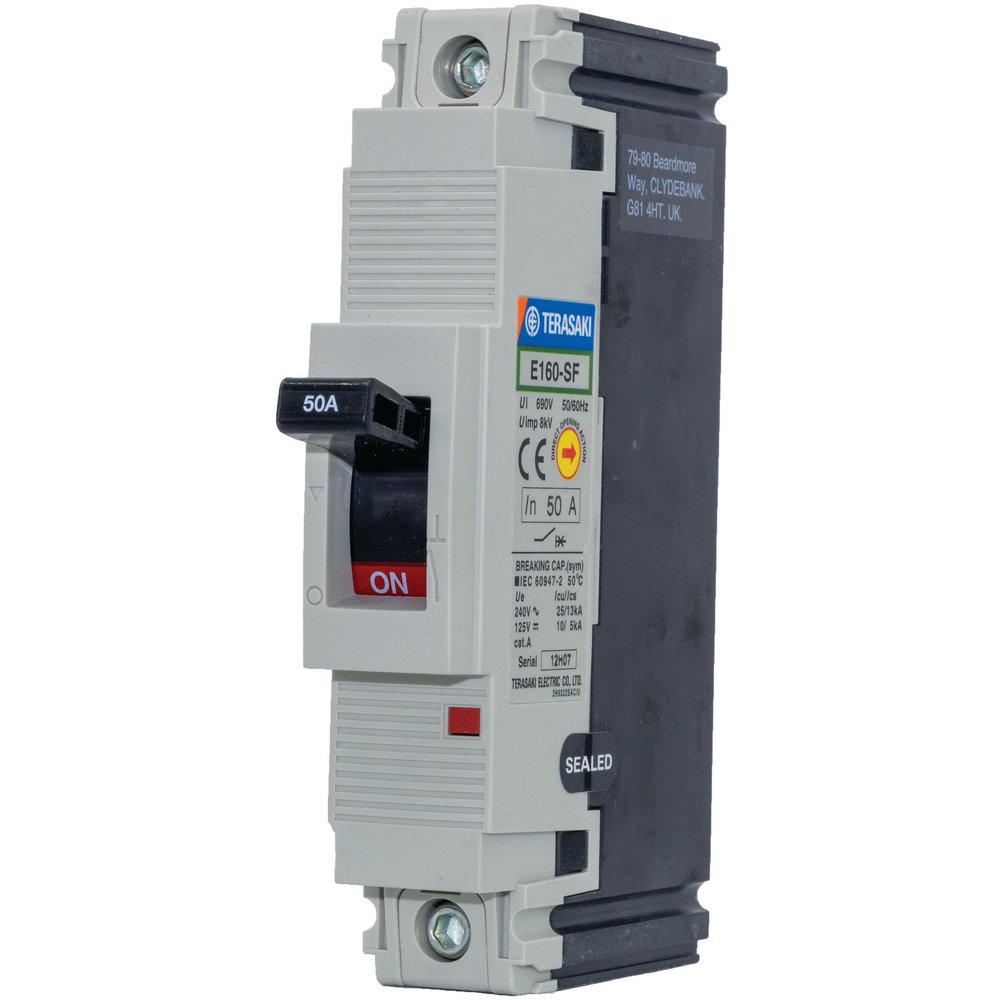 50A MCCB, 1 Pole, E160, Panel Mount, 25kA