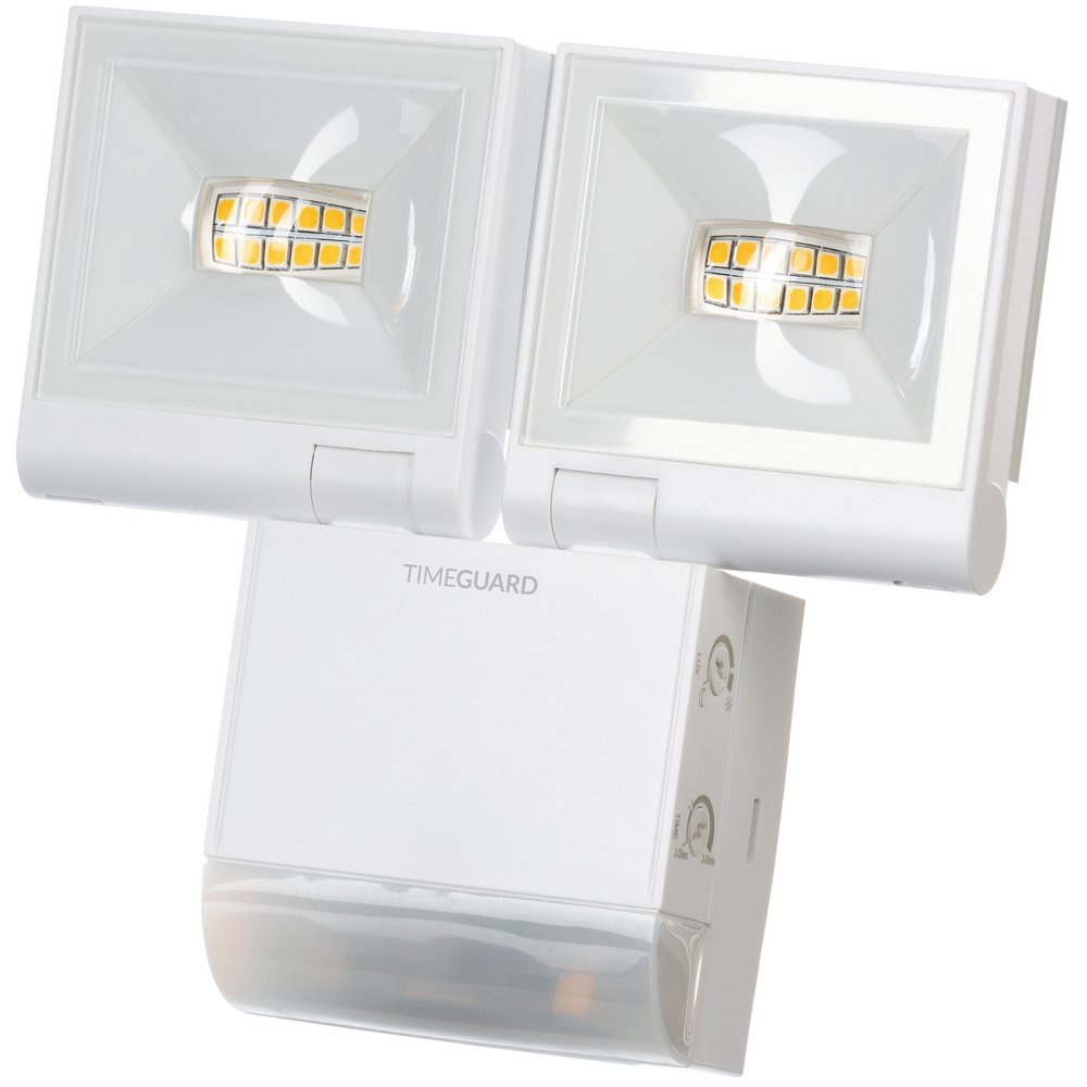 2 x 10W LED Compact PIR Floodlight Twin Flood, 4000K, 840lm, 180°, 10m ...