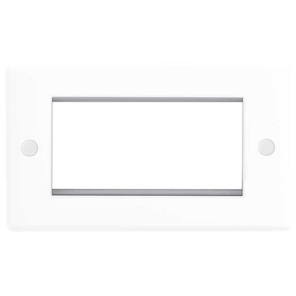 Euro Module Front Plate, 4 Module, 2 Gang, White