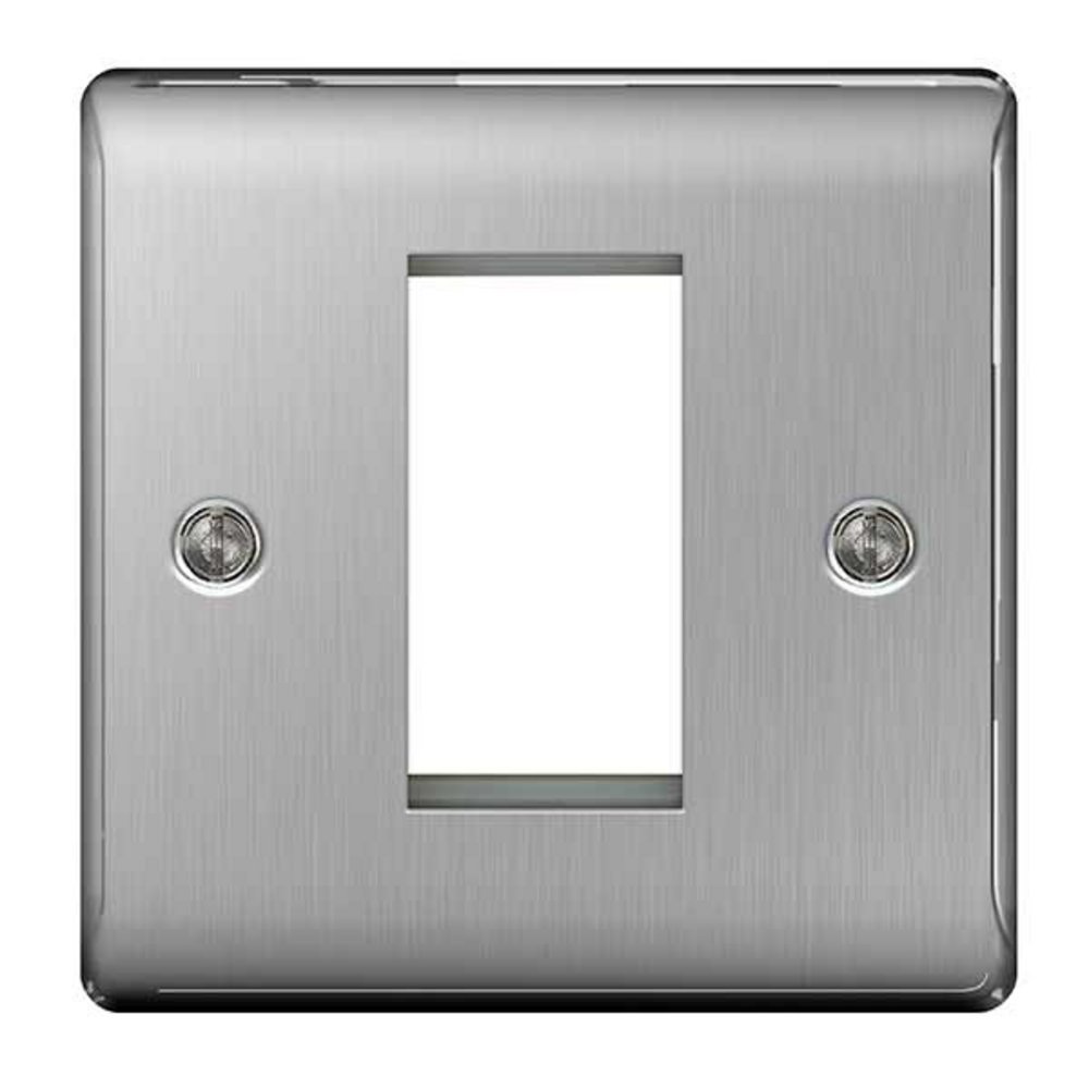 Euro Module Front Plate, 1 Module, 1 Gang, Brushed Steel