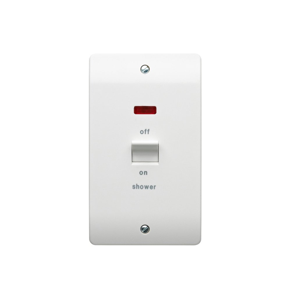 Logic Plus 45A 2 Gang DP Vertical Switch with Neon