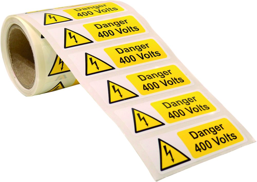 Danger 400 Volts Label - (250 Roll SAV) 75 x 25mm