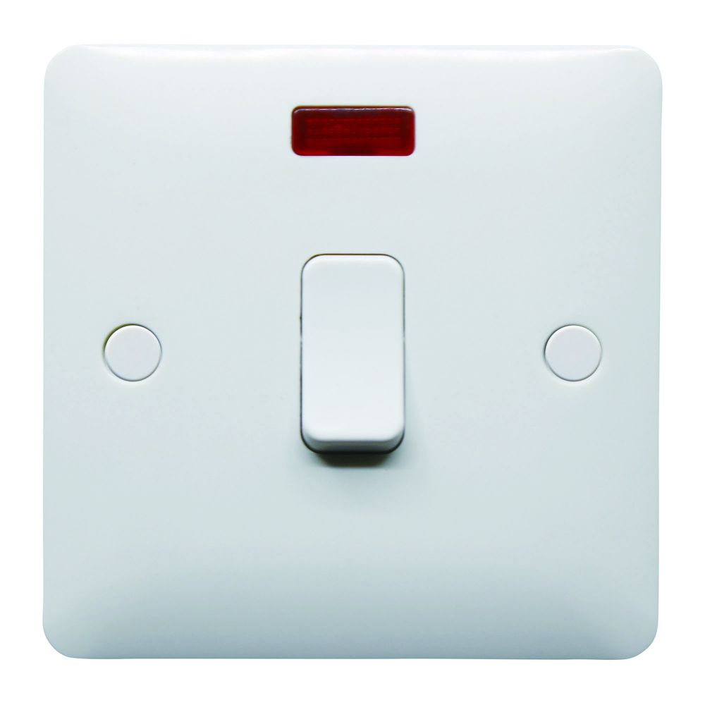 1 Gang 20A DP Switch White With Neon Indicator