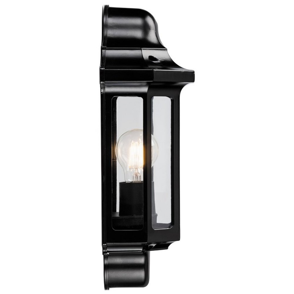 Traditional Half Lantern Wall Light, 60W, IP44, Black