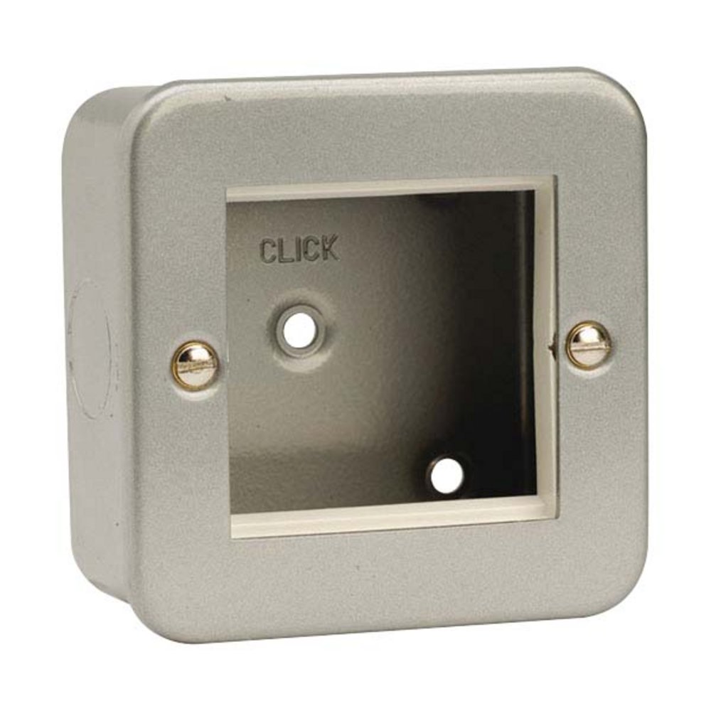 Click Essentials 1 Gang 2 Module Front Plate and Enclosure Metal Clad