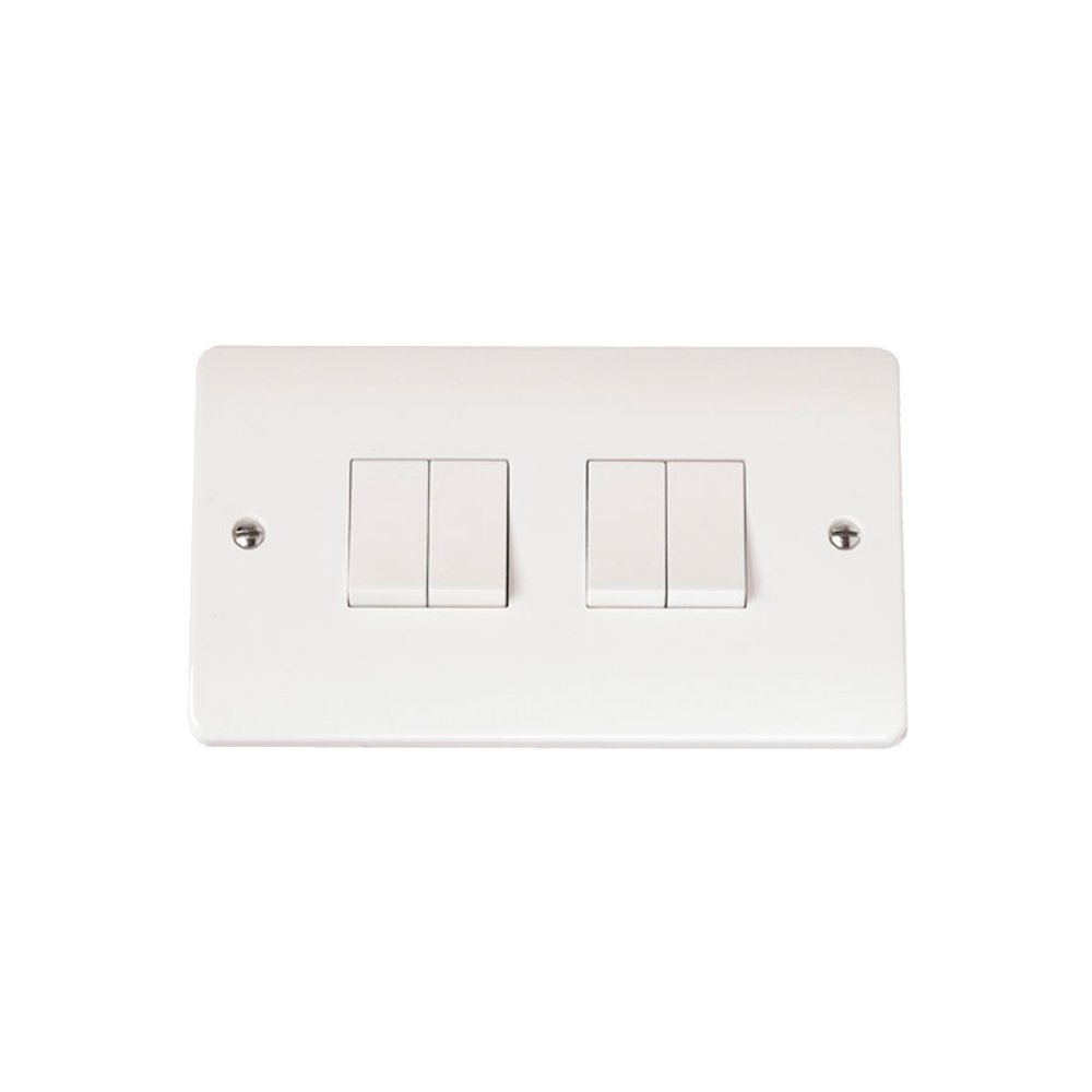 Click Mode 10A 4 Gang 2 Way Light Switch White