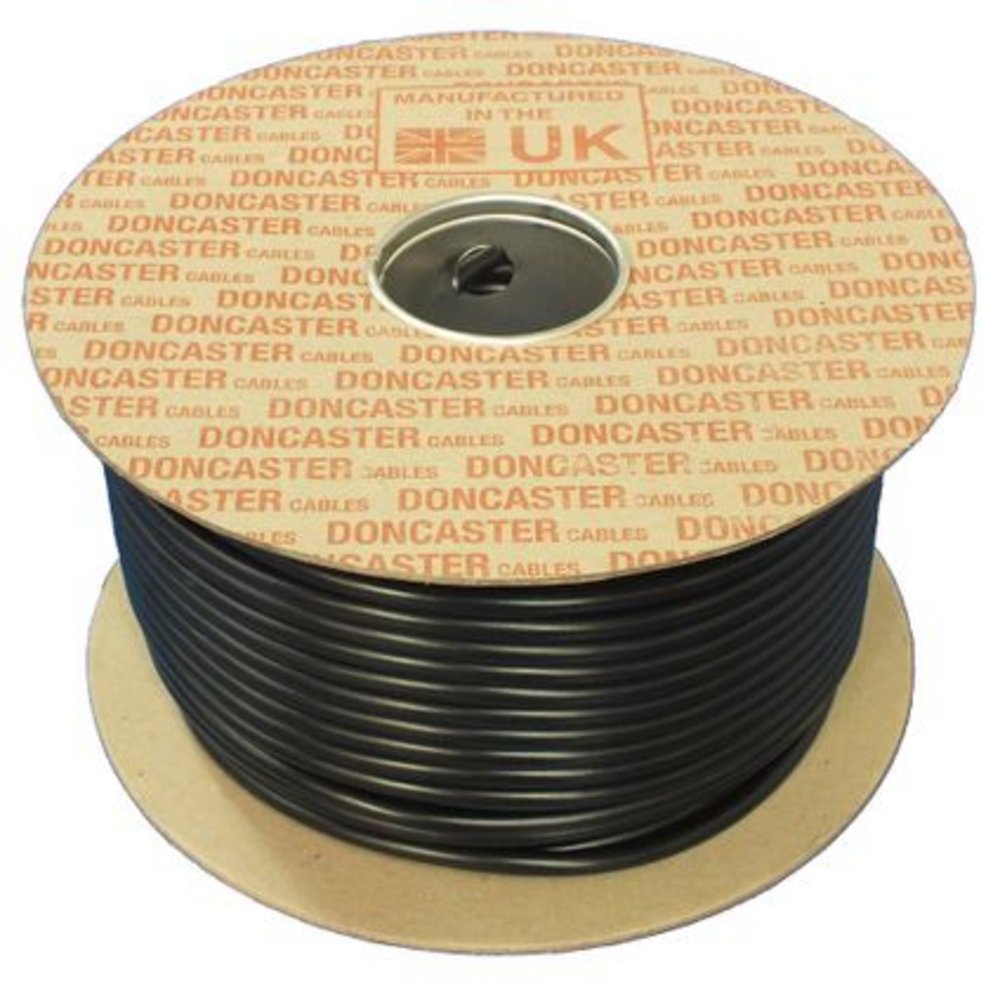 Tri Rated Cable, 1mm², PVC, Black (100m Drum)