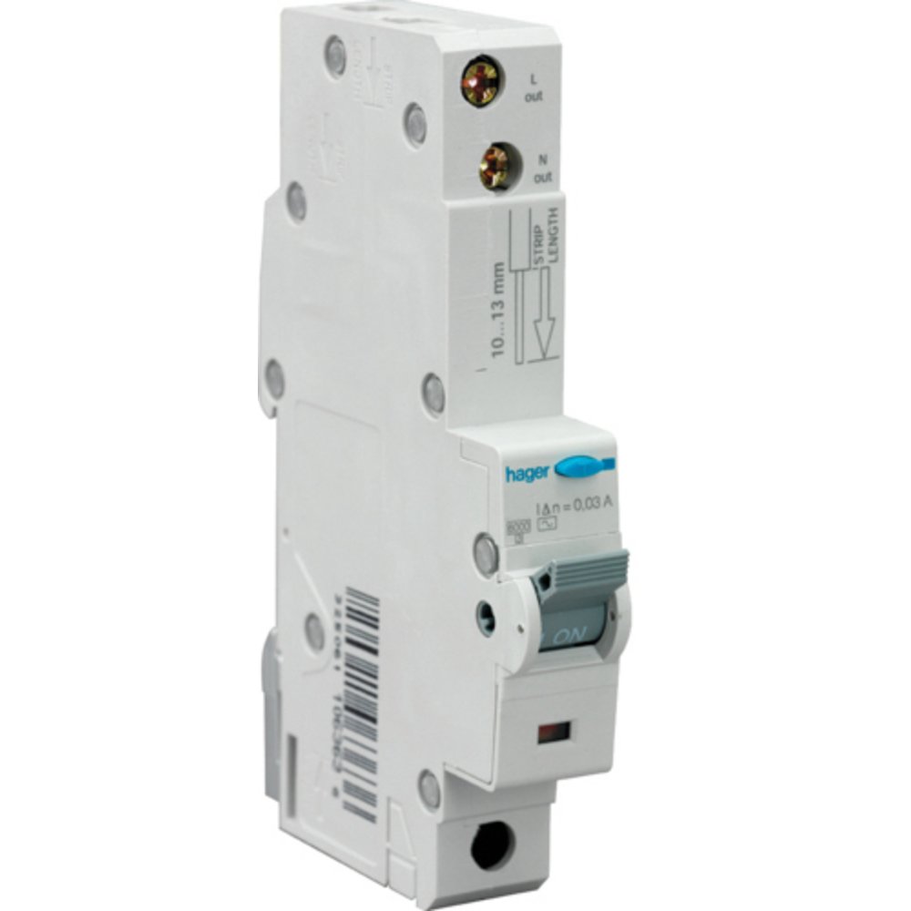 20A Single Pole 10kA 30mA RCBO - Type C
