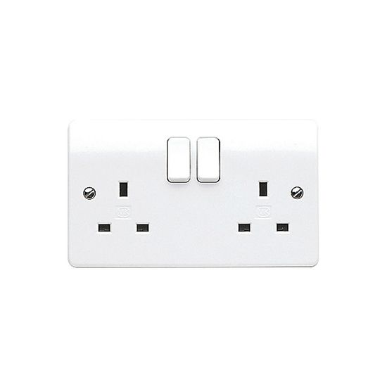 Logic Plus 13A 2 Gang DP Switched Socket - White
