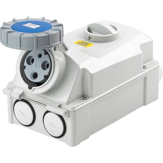 IP67 Vertical Interlocked Switch Socket 63A 2P+E 240V