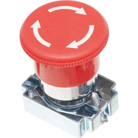 Metal 22.5mm Emergency Stop Button + Collar (Latching) (IP65) Twist Release
