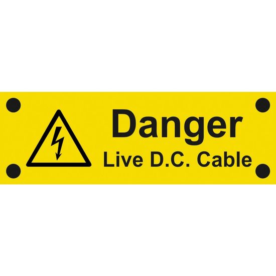 Warning Live DC Cables (Pack of 10 Semi, Rigid PVC) 75 x 20mm