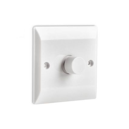 100W LED 2 Way Push On/ Off Rotary Dimmer, 1 Gang, White