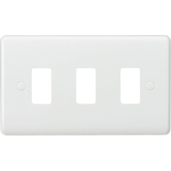 Curved Edge Grid Faceplate, 3 Gang, White