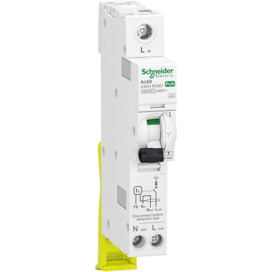 Acti9 iC60 RCBO, 32A, Type C, 1 Pole + Neutral, DIN Rail