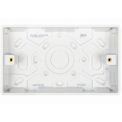 NSPB252 Niglon Mounting Pattress Box, 2 Gang, 25mm, White | YESSS ...