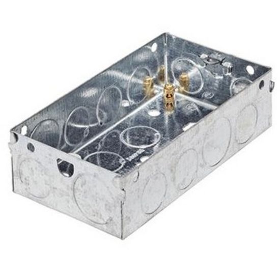 Switch & Socket Box, 35mm, 2 Gang, Galvanised Steel