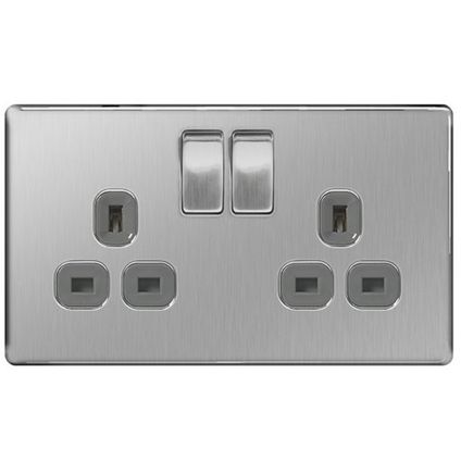 FBS22G-01 BG Electrical Accessories 13A Switched Socket Outlet, 2 Gang ...