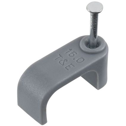 Flat Cable Clip, 16mm, Grey [Pack of 100]