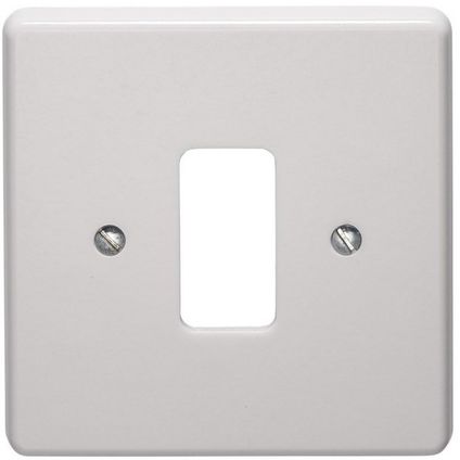 Flush Moulded Grid Cover Plate, 1 Gang, White, IP2X