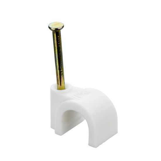 12mm Round Cable Clip - White [Box of 100]