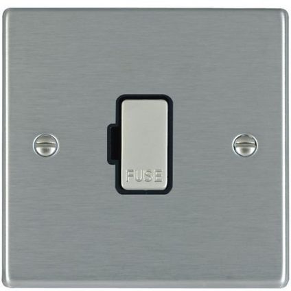74FOSS-B Hamilton 13A Fuse Outlet, 1 Gang, Satin Steel, Black | YESSS ...