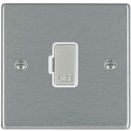 74FOSS-W Hamilton 13A Fuse Outlet, 1 Gang, Satin Steel, White | YESSS ...