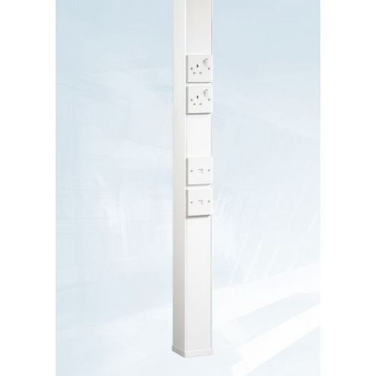 3.6m Aluminium Power Pole with uPVC Lids - White
