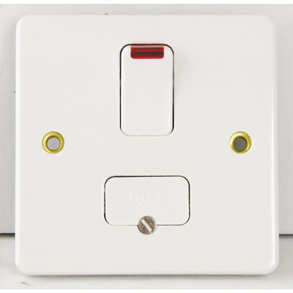 Logic Plus 13A 1 Gang DP Switched Fused Spur with Neon - White
