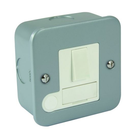 Metal Clad 1 Gang 13A Switched Fused Spur & Flex Outlet - White Insert ... Metal Clad 1 Gang 13A Switched Fused Spur & Flex Outlet - White Insert ...