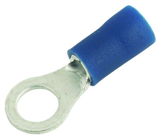 Insulated Crimp Terminal Ring (6.4mm) - Blue [Pack of 100]